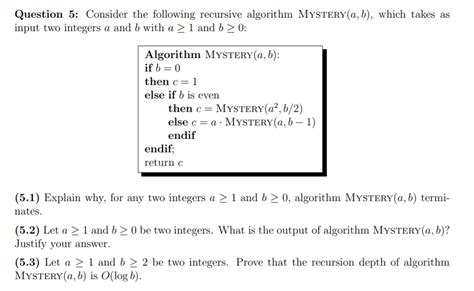 Solved Question 5 Consider The Following Recursive