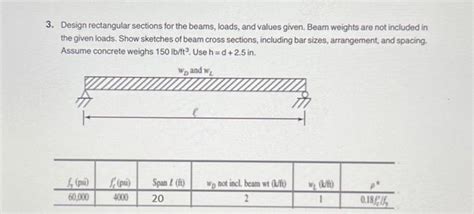 solved design rectangular sections for the beams loads and