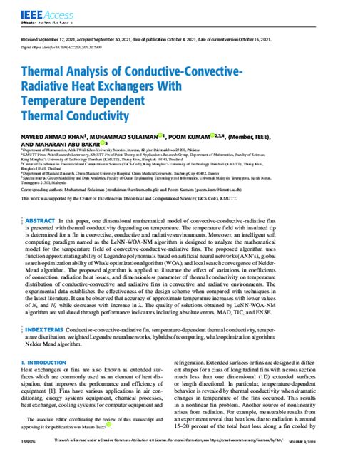 Pdf Thermal Analysis Of Conductive Convective Radiative Heat