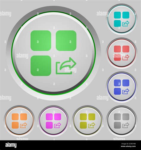 Export Component Color Icons On Sunk Push Buttons Stock Vector Image