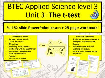 Statistics The T Test Application In Science By Adampo S Science Resources