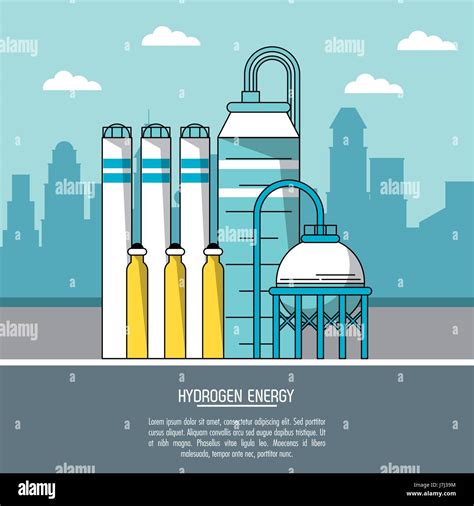 Color City Landscape Background Hydrogen Energy Production Plant Stock
