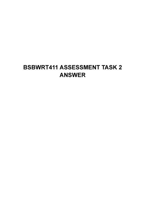Bsbwrt 411 Assessment TASK 2 Answers BSBWRT411 ASSESSMENT TASK 2