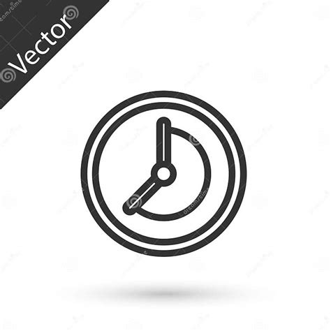 Grijs Pictogram Van De Lijnklok Geïsoleerd Op Witte Achtergrond