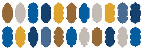 이슬람 창문과 아치 벡터 모양 와 아랍 모로코 성분 모스크 문 라마단 카림을 위한 랜턴 플랫 실루엣 편집 가능한 템플릿 소셜 미디어용 투명 배경 라벨 0명에 대한 스톡 벡터