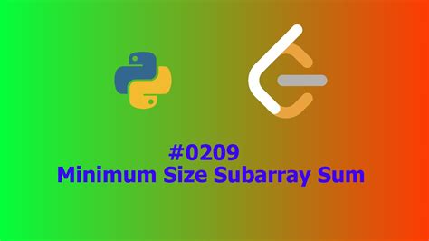 No Sound Leetcode 209 Minimum Size Subarray Sum Youtube