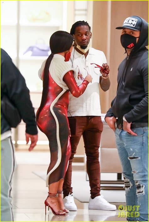 Cardi Bs Red Semi Sheer Dress Is Turning Heads During Shopping Trip At