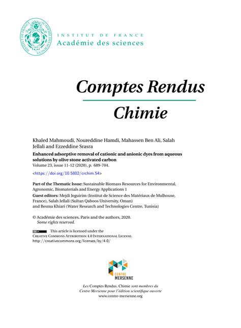 Pdf Enhanced Adsorptive Removal Of Cationic And Anionic Dyes From Aqueous Solutions By Olive