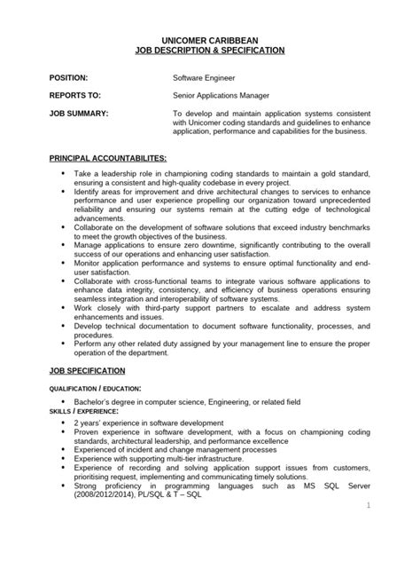 Jd Software Engineer Pdf