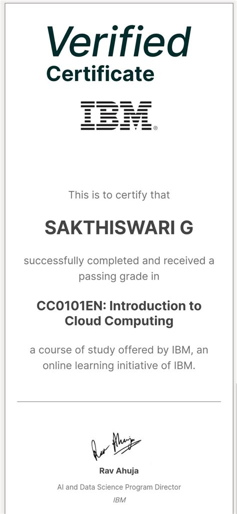Completed Introduction To Cloud Computing Course By Ibm Gsakthiswari Sakthi Posted On The