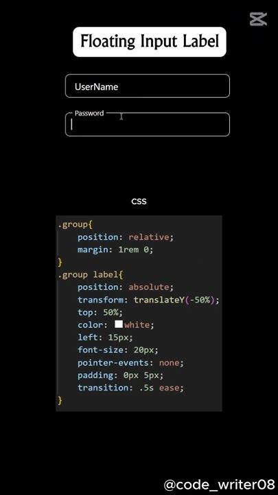 Create A Floating Input Label Using Html And Css Shorts Webdesign