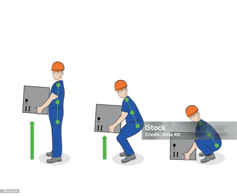 무거운 물체를 안전 하 게 해제 올바른 자세입니다 건강 관리의 그림입니다 벡터 일러스트 레이 션 집어들기에 대한 스톡 벡터 아트 및 기타 이미지 Istock