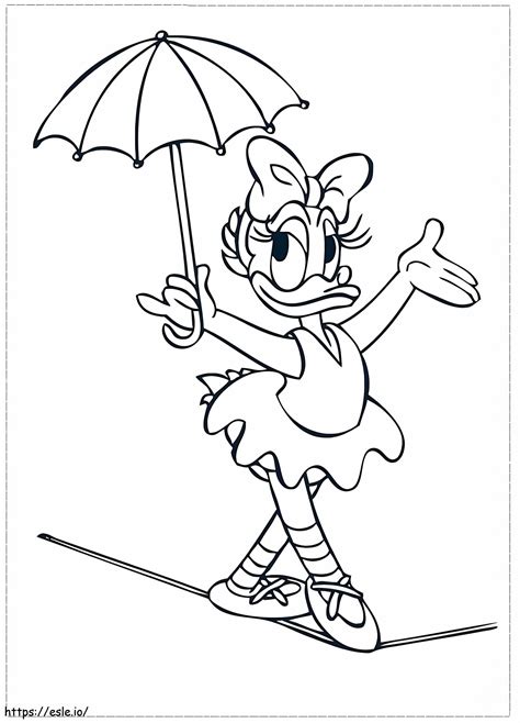 Daisy Duck Holding Umbrella Dance Ballet Coloring Page
