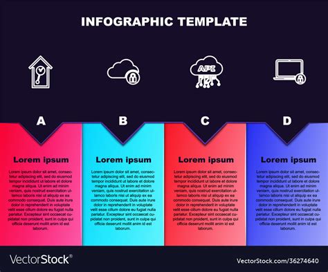 Set Line Retro Wall Watch Cloud Computing Lock Vector Image