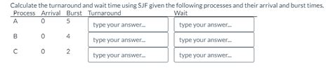 solved calculate hte turnaround and wait time using