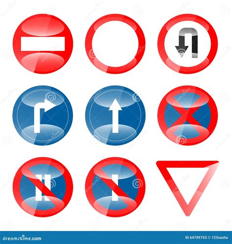 Glossy Vector Road Signs Set Stock Vector Illustration Of Transportation Street
