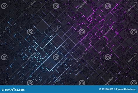 3d Rendering Cube Abstract Technology Background With Colored Bright Lighting Under The Cube