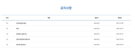 Spring 팀프로젝트 웹사이트 제작 11 관리자 페이지 2공지사항