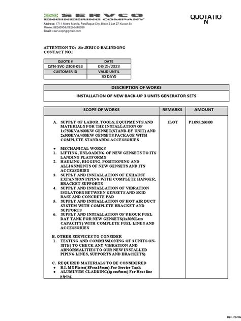 Genset Installation Pdf Building Engineering Manufactured Goods