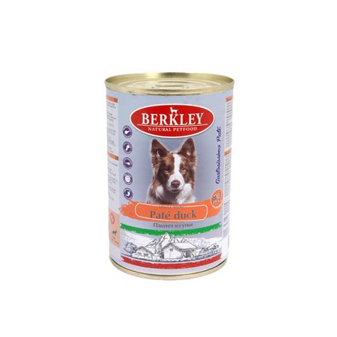 Berkley №3 влажный корм для взрослых собак, с уткой, паштет - 400 г x ...
