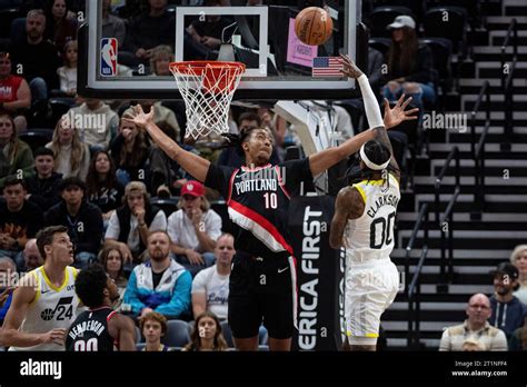 Utah Jazz Guard Jordan Clarkson 00 Lays The Ball Up While Contested