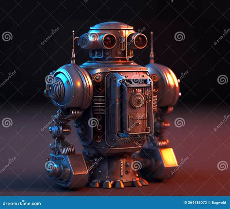 Colourful Retro Robot Generative Ai Illustration Stock Illustration
