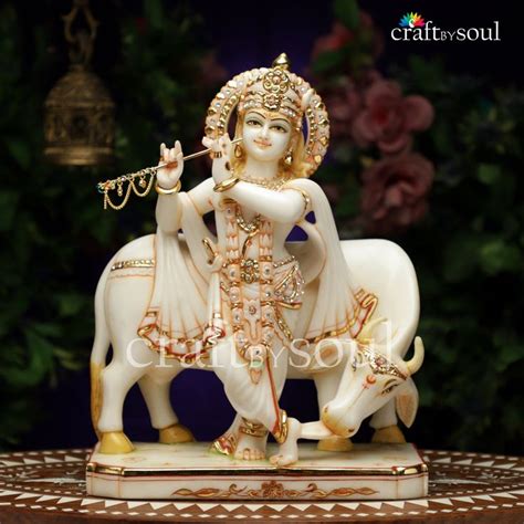 Krishna Statue39cm Pure Marble Lord Krishna Idol Sculpture Krishan