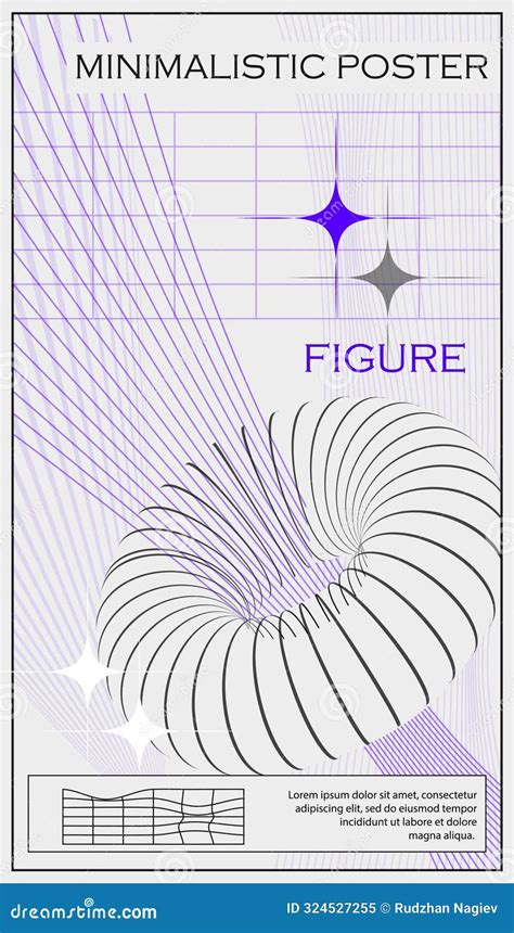 Futuristic Retro Poster Abstract Banner With Strange Linear Wireframes Graphic Grid And 3d