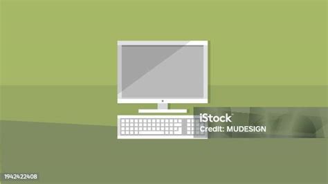 플랫 스타일의 모니터 키보드 및 마우스가 있는 Pc 0명에 대한 스톡 벡터 아트 및 기타 이미지 0명 3차원 형태 Lcd