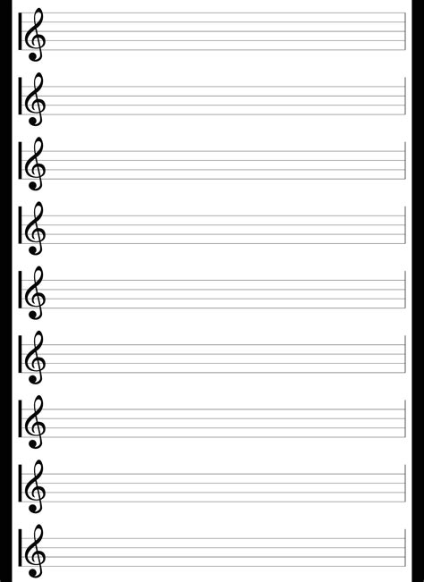 Free Printable Beginners Music Staff With Treble And Clef Paper Large