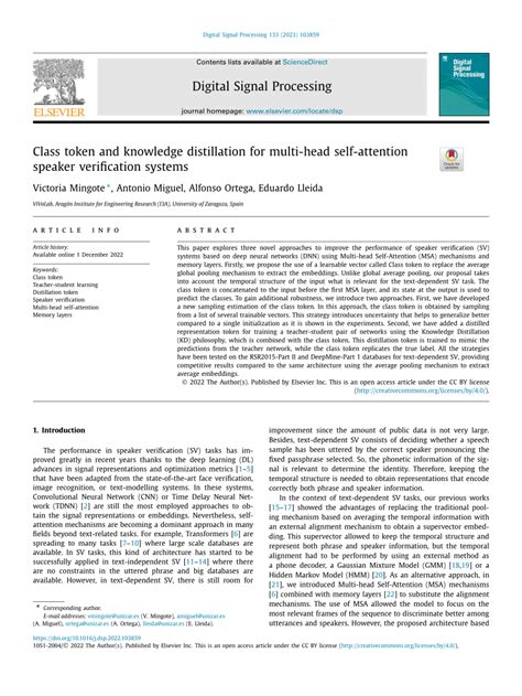 Pdf Class Token And Knowledge Distillation For Multi Head Self