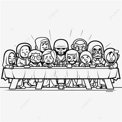 The Last Supper Coloring Page Outline Sketch Drawing Vector Wing