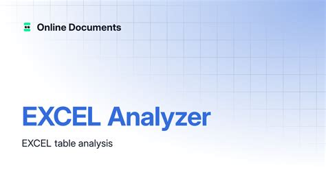 EXCEL Analyzer Online Documents