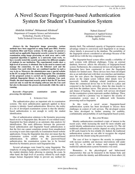 Pdf A Novel Secure Fingerprint Based Authentication System For