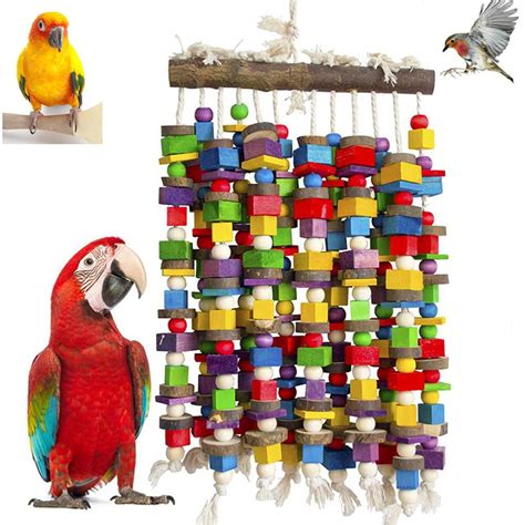 Bird Chewing Toy Parrot Toys Wooden Blocks Bird Ho Grandado