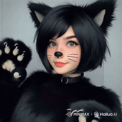 Animated Cute Pudgy Black Hair Black Cat Catgirl By Mysticnitekatt On
