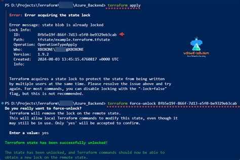 terraform force unlock command and unlocking state file on azure