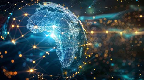 Digital World Globe Centered On Africa Concept Of Global Network And Connectivity Stock