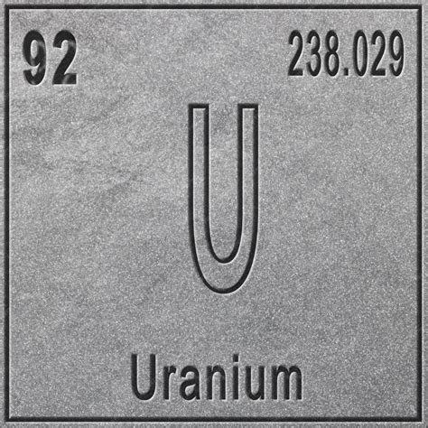 Elemento Químico De Uranio Signo Con Número Atómico Y Peso Atómico