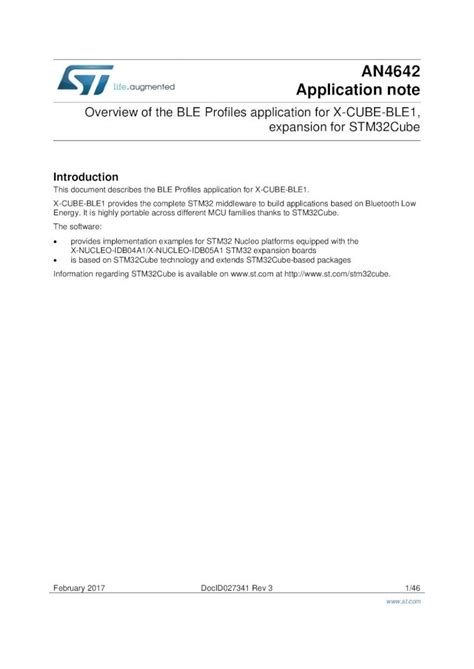 Pdf Overview Of The Ble Profiles Application For X Cube · Pdf