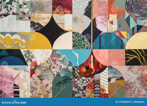 A Series Of Collages Each Featuring A Different Pattern Stock