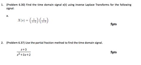Solved Problem Find The Time Domain Signal X T Chegg Com
