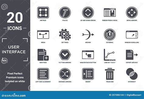 Conjunto De Iconos De Interfaz De Usuario Incluir Elementos Creativos A Medida Que Se Metrizan