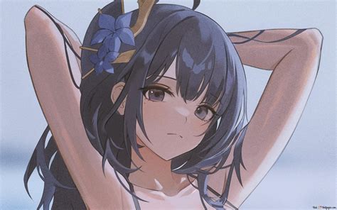 Raiden Sexy View In Black Bikni Genshin Impact 2k Wallpaper Download