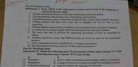 Part I Trueflalse Items Instruction I Write StudyX