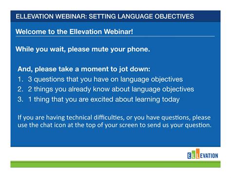 Ellevation Education Setting Ell Language Objectives Webinar Slides