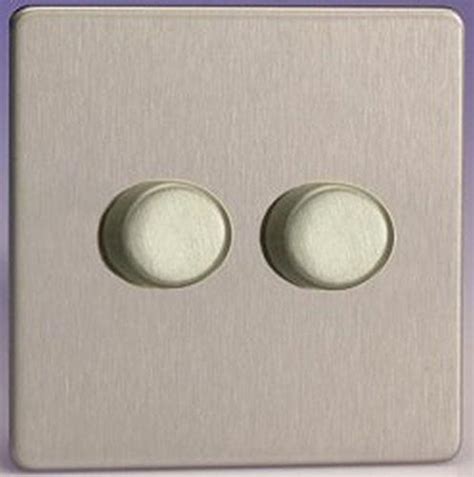 2 Gang 2 Way Screwless Single Light Push Dimmer Switch Polished Chrome