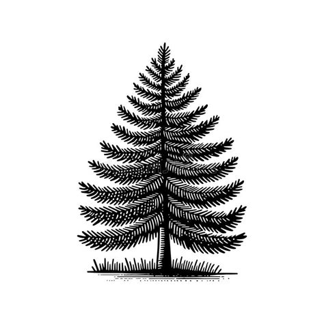 Mature Pine Tree Vintage Logo Rustic Vector Illustration Stock Vector