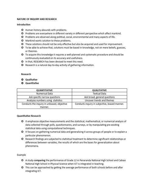 Nature Of Inquiry And Research Pdf