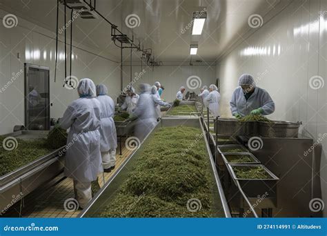 Extraction And Processing Plant With Workers Extracting Essential Oils From Various Herbs Stock